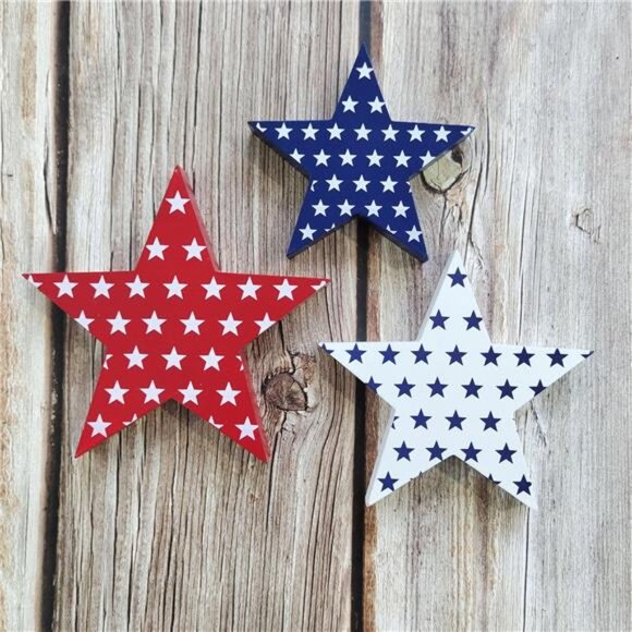 Holiday | Independence Day Hanging Decor Memorial Day Wooden Star ...